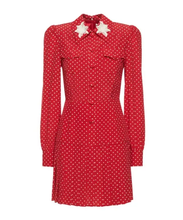 Alessandra Rich Polka Dot Silk Georgette Mini Dress