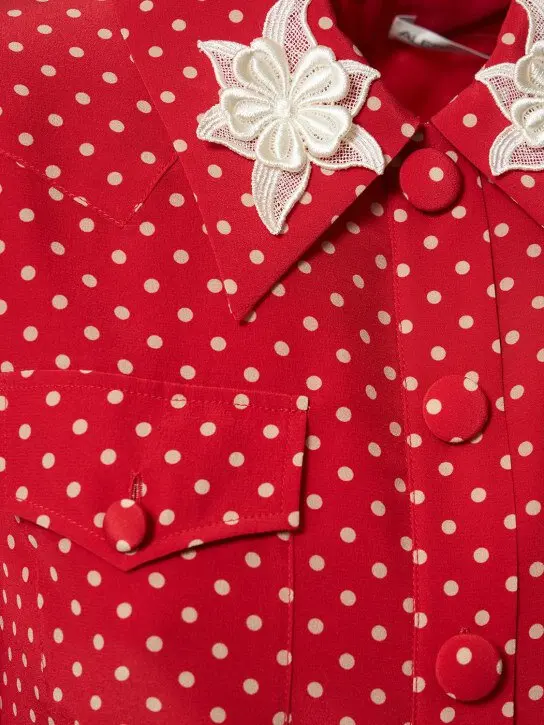 Alessandra Rich Polka Dot Silk Georgette Mini Dress