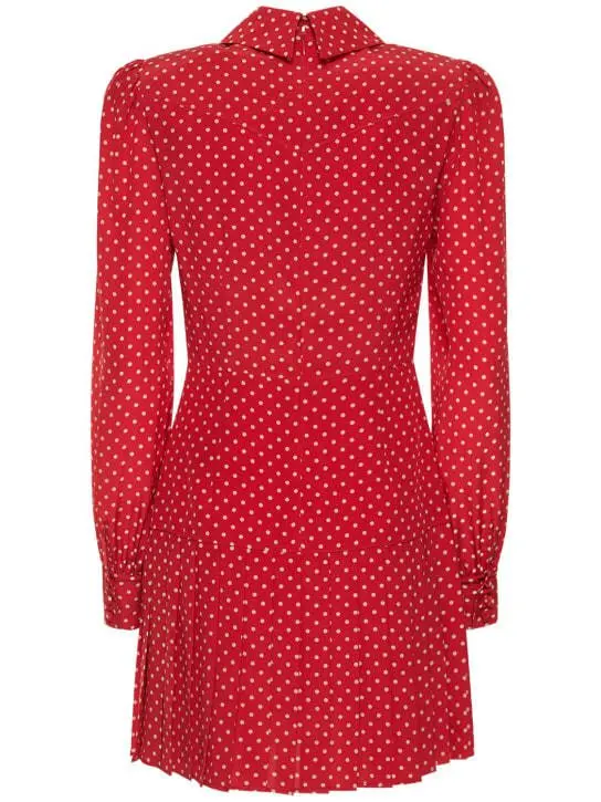 Alessandra Rich Polka Dot Silk Georgette Mini Dress