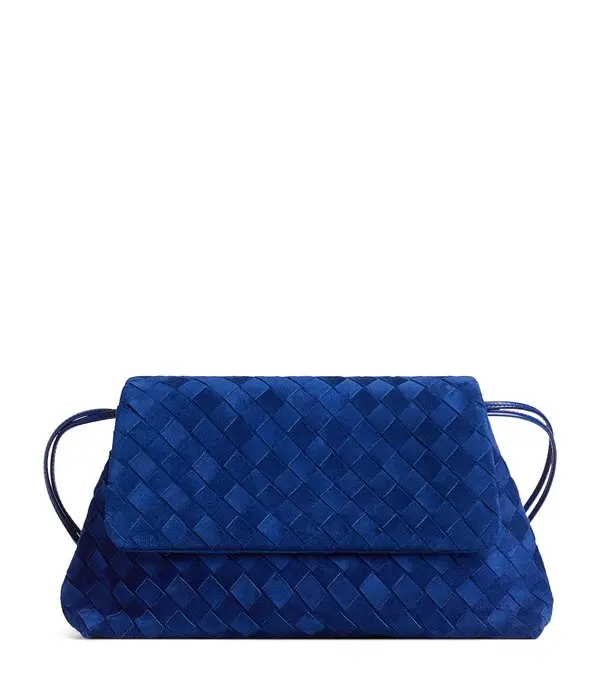 Bottega Veneta Suede Dustbag Giorno Shoulder Bag - Blue