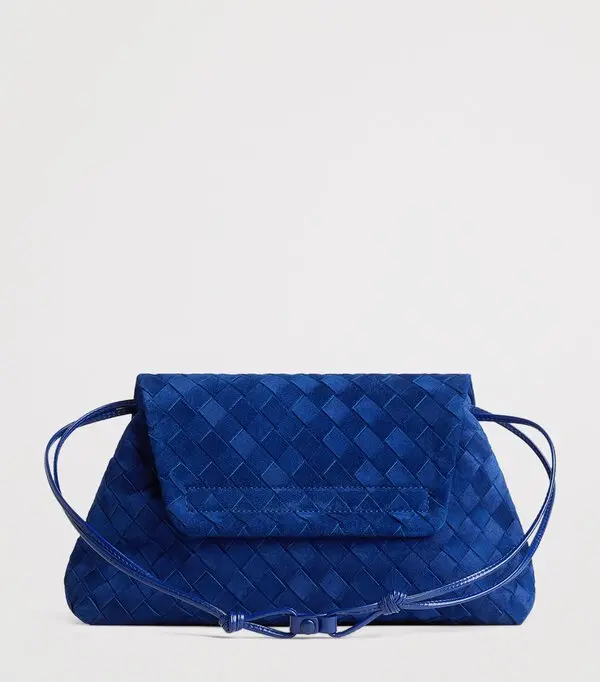 Bottega Veneta Suede Dustbag Giorno Shoulder Bag - Blue