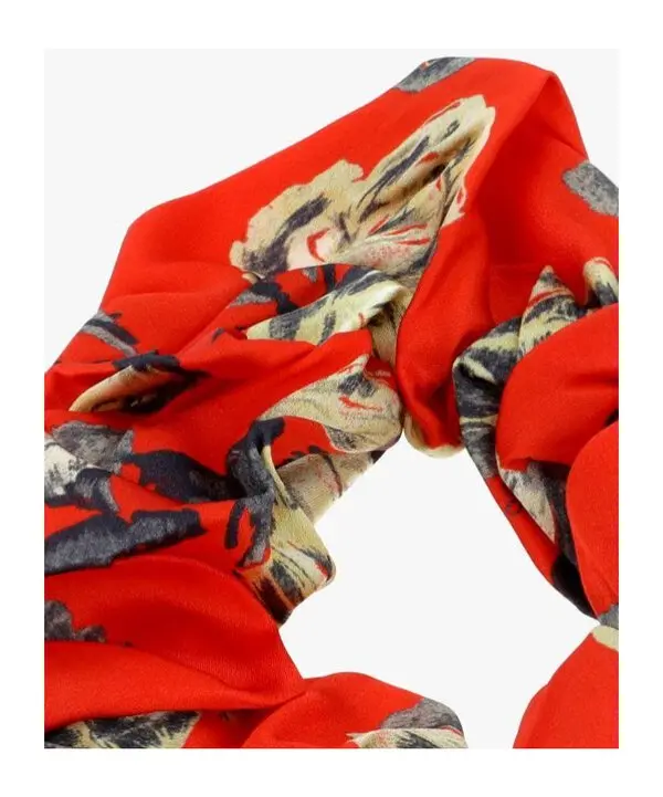 GANNI Orange Floral Printed Scrunchie
