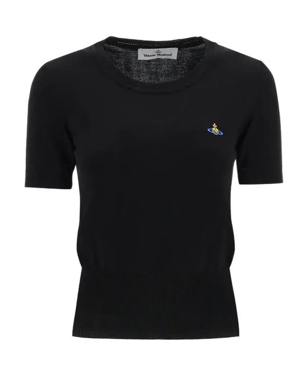 VIVIENNE WESTWOOD Orb-embroidery Knitted Top - Black