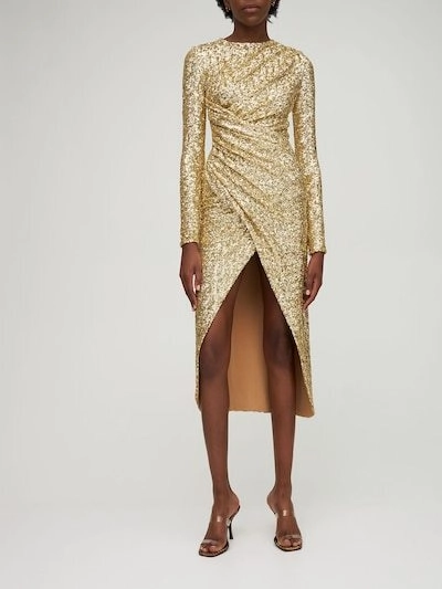 Michael Kors Sequined Pendant Mid-length Dress