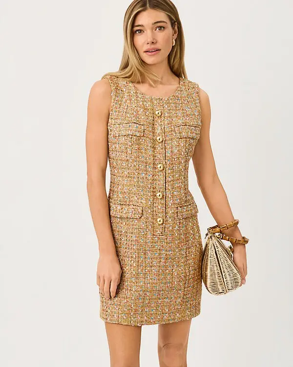 Lilly Pulitzer® Bindy Boucle Shift Romper In Fitted - Iced Latte
