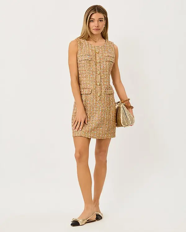 Lilly Pulitzer® Bindy Boucle Shift Romper In Fitted - Iced Latte