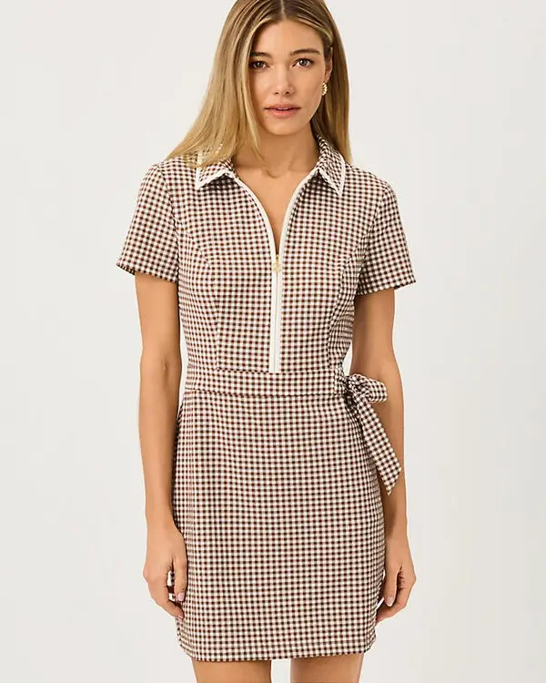 Lilly Pulitzer® Upf 50+ Luxletic Kathy Short Sleeve Tie Dress In Close-to-body Line Fit - Coco Beach