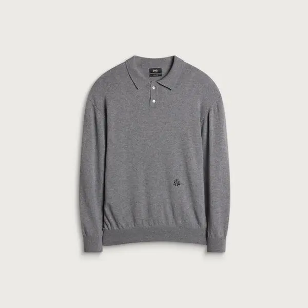 END. Monogram Knitted Polo - Grey Marl