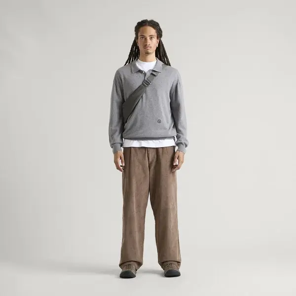 END. Monogram Knitted Polo - Grey Marl