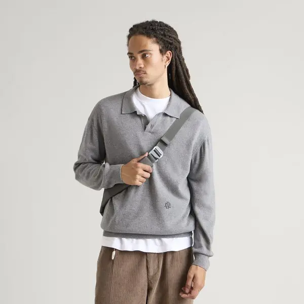 END. Monogram Knitted Polo - Grey Marl