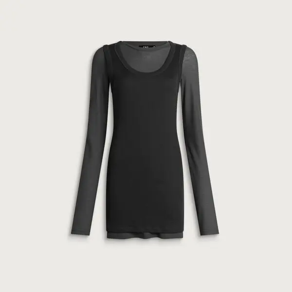 END. 2 In 1 Layer Dress - Washed Black