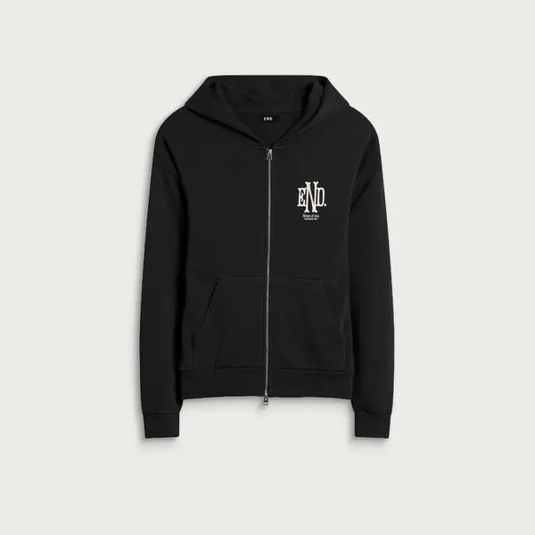 END. Mono Zip Hoodie - Cinder Black