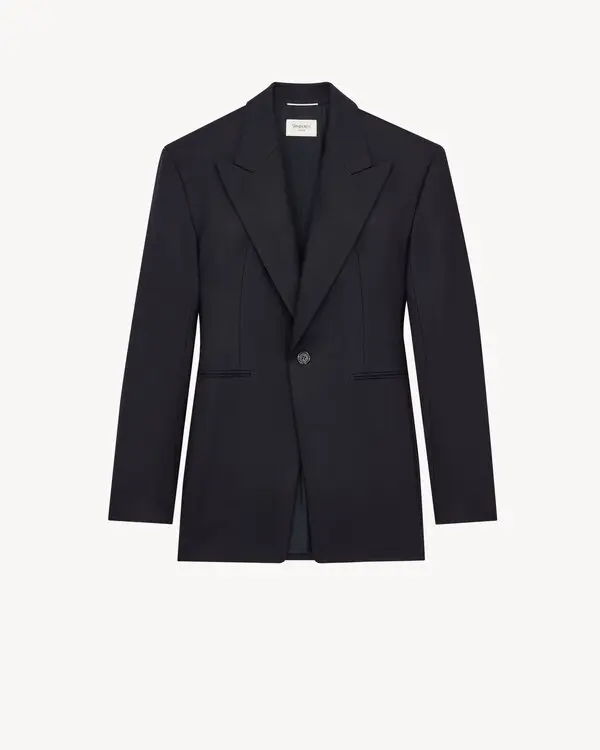 Saint Laurent Single-breasted Jacket In Brushed Wool Flannel