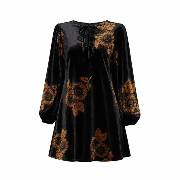 YUMI Velvet Sunflower Print Tunic