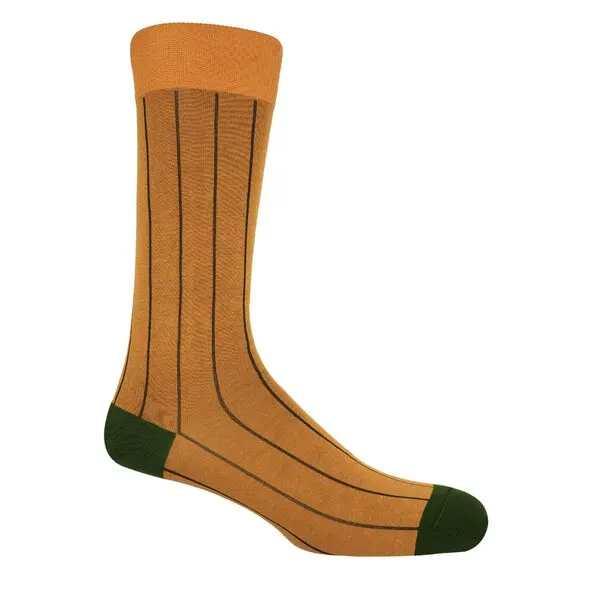 PEPER HAROW - MADE IN ENGLAND Pin Stripe Socks Mustard