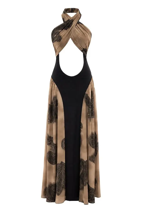 NO'DESIGN Elara Maxi Camel Dress - Black