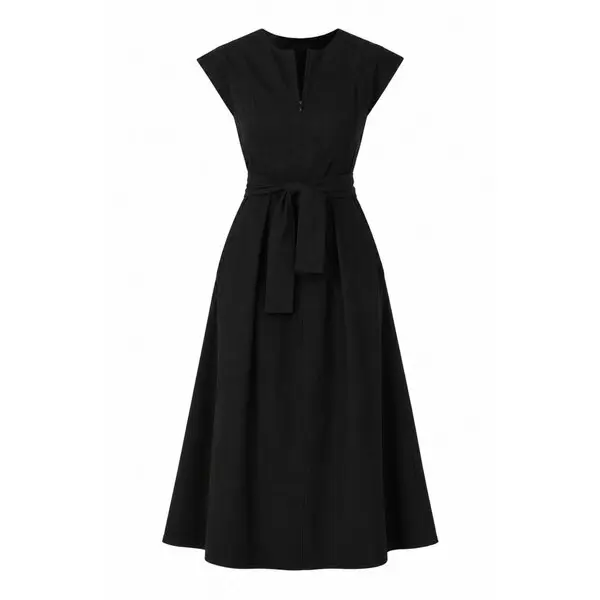 SACHA DRAKE Zip Front Stretch Fit And Flare Midi Dress