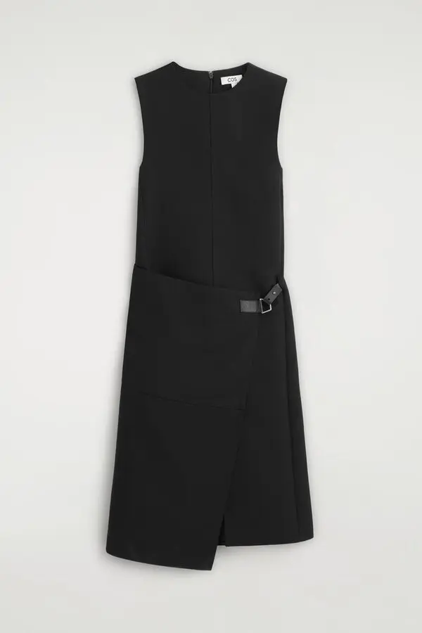 Cos Belt-detail Double-faced Wool Midi Dress