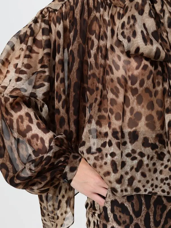 Dolce & Gabbana Animalier-print Silk Pussy-bow Shirt