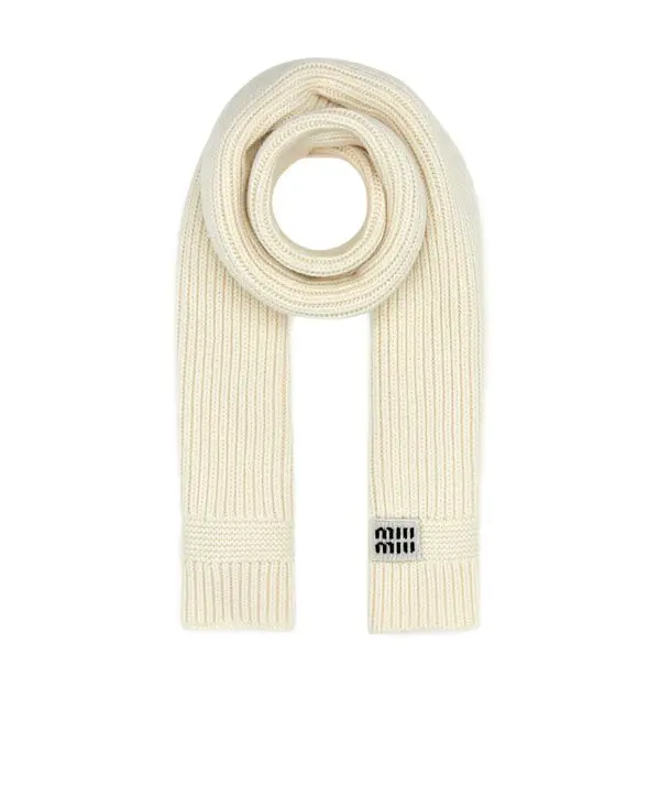 Miu Miu Wool Cashmere Patch Scarf
