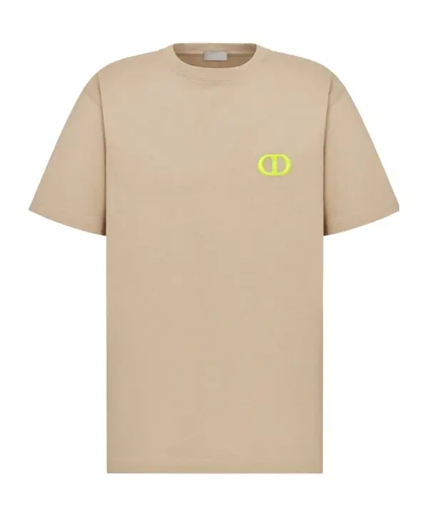 Dior Logo Embroidered Crewneck T-shirt - Nude
