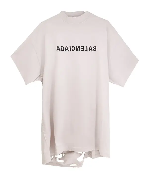 Balenciaga Logo Printed Distressed T-shirt - No