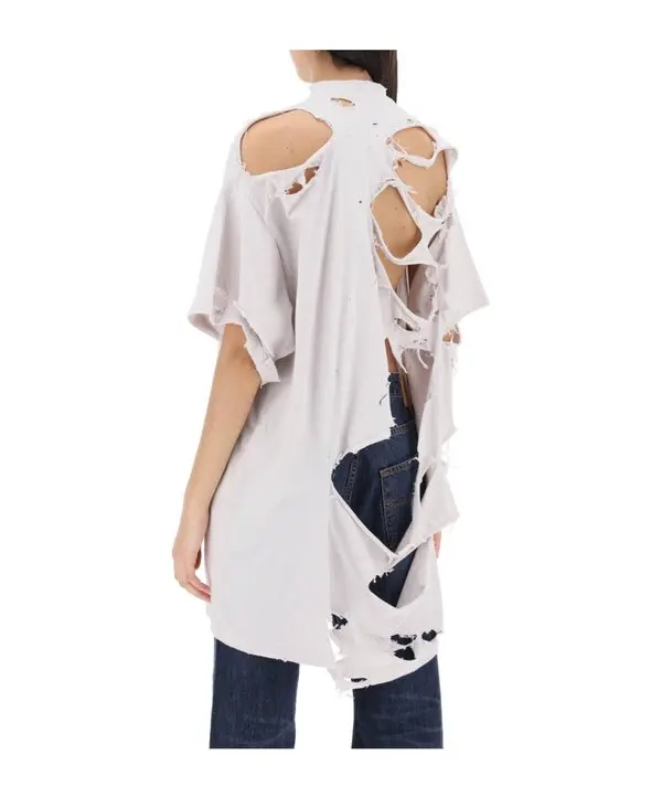 Balenciaga Logo Printed Distressed T-shirt