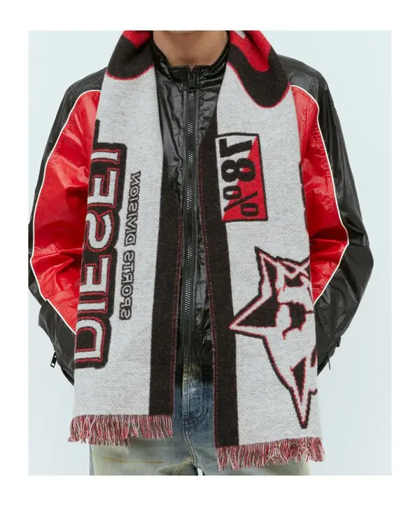 DIESEL® S-hamid Pattern Jacqaurd Fringed-edge Scarf
