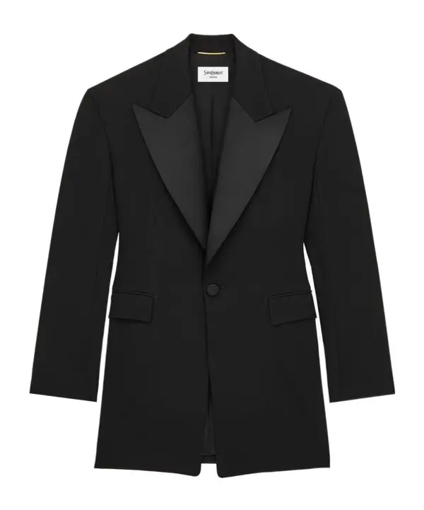 Saint Laurent Single-breasted Tuxedo Jacket In Grain De Poudre