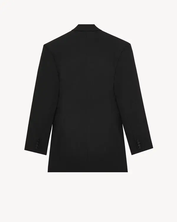 Saint Laurent Single-breasted Tuxedo Jacket In Grain De Poudre