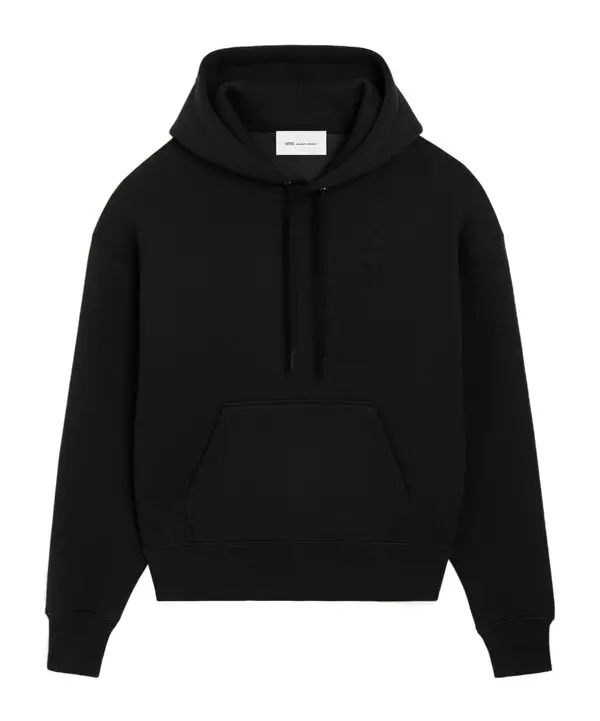 AMI Paris Cotton Hoodie With Embossed De Coeur