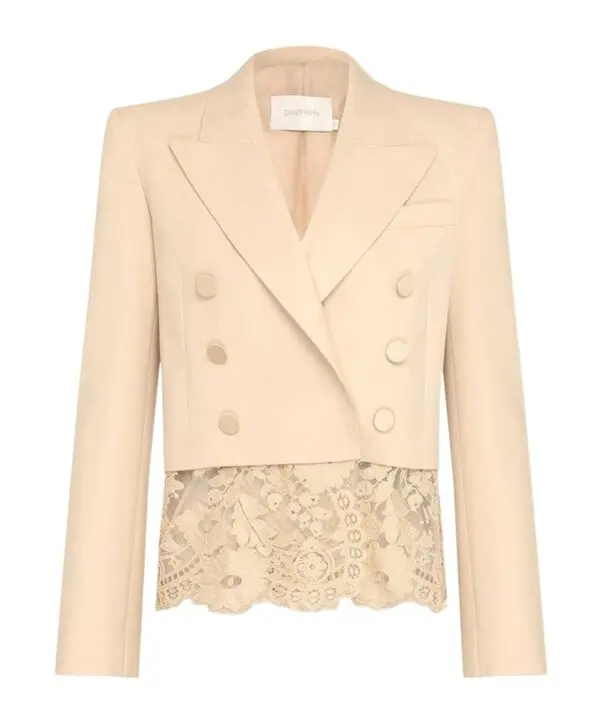 Zimmermann Valiant Lace Cropped Blazer