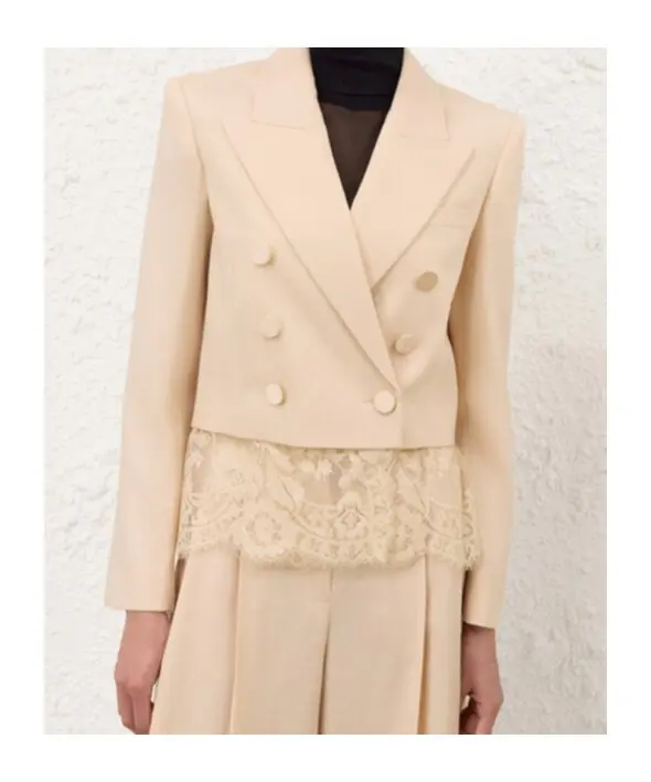 Zimmermann Valiant Lace Cropped Blazer