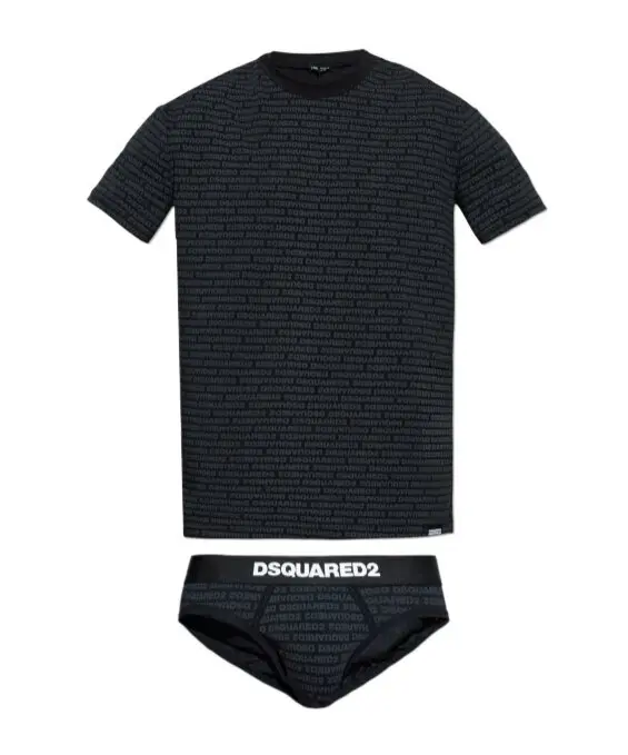 Dsquared2 Short-sleeved T-shirt And Two-piece Set Of Briefs - Black