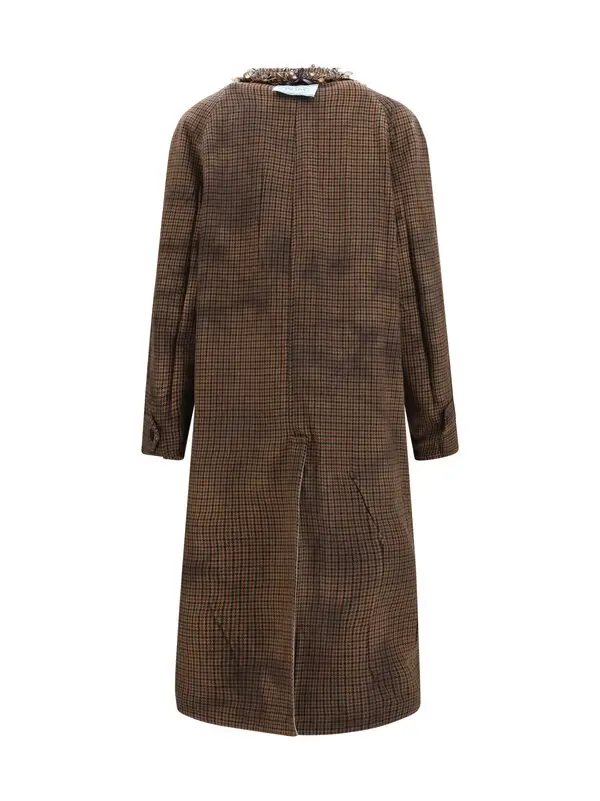 Prada Embellished Houndstooth Trim Coat