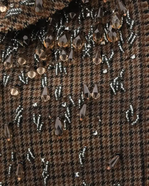 Prada Embellished Houndstooth Trim Coat