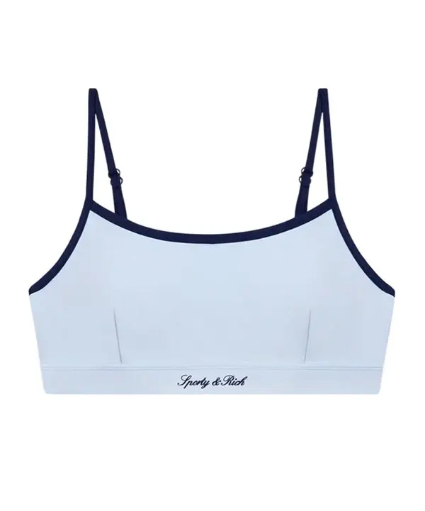 SPORTY  RICH Logo-print Athletic Bra - Ciel/navy