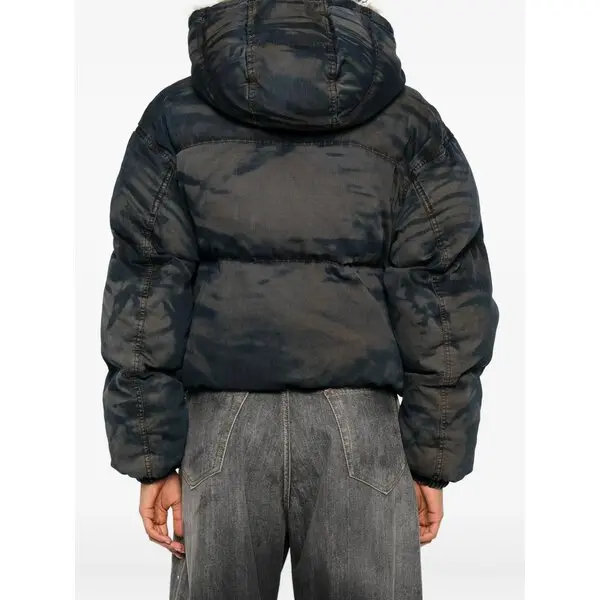 DIESEL® W-aves-fur Dirt-effect Hooded Puffer Jacket