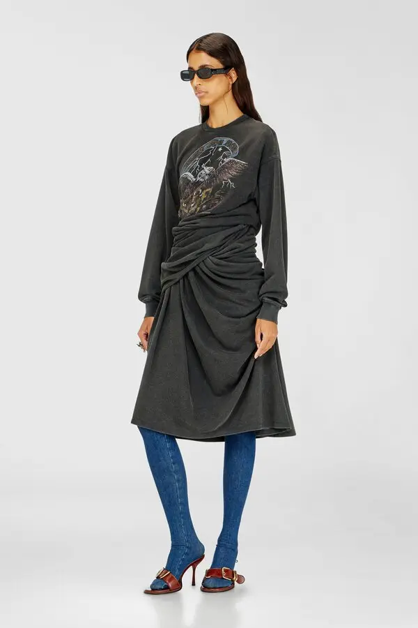 DIESEL® Sweatshirt Dress With Concert Graphics
