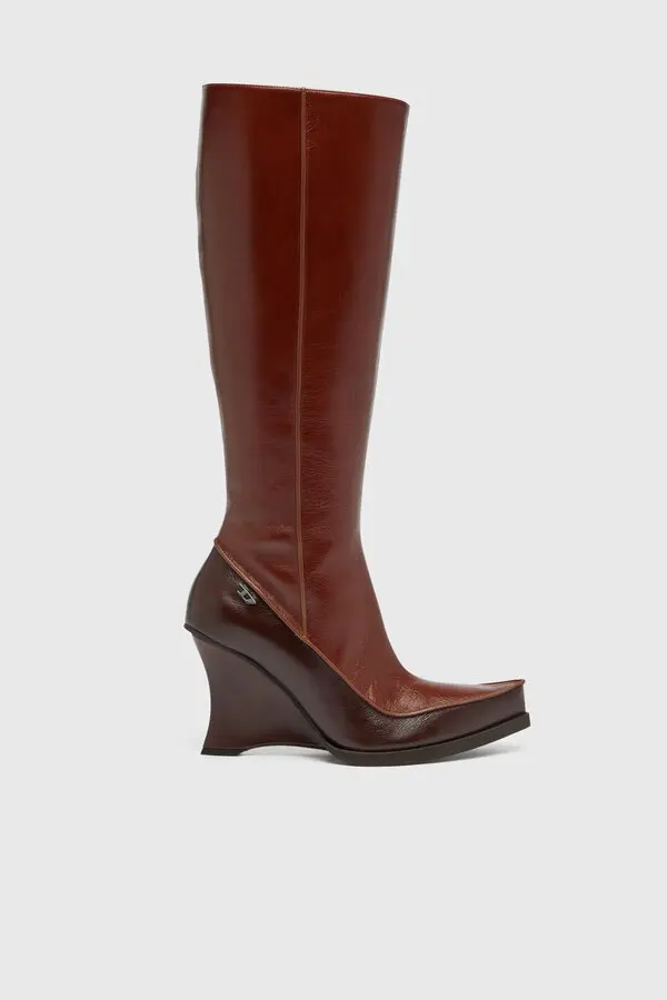 DIESEL® D-lucette-knee-high Boots In Leather - Brown