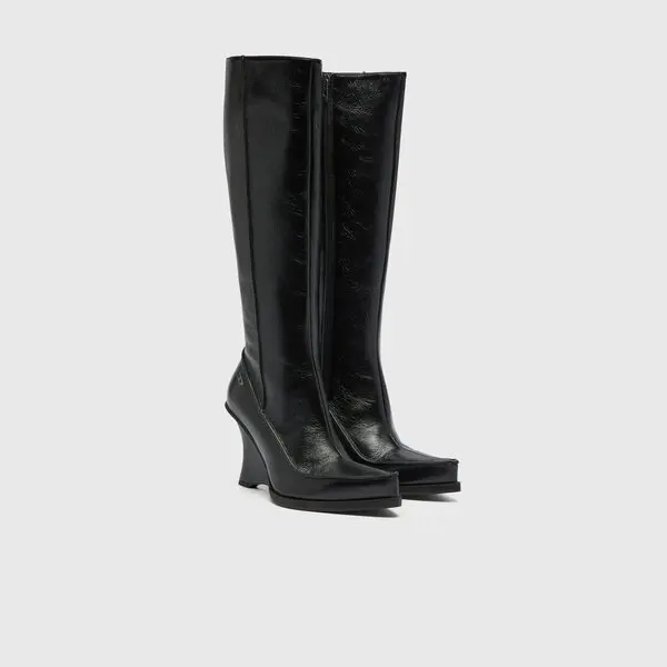 DIESEL® D-lucette-knee-high Boots In Leather - Black