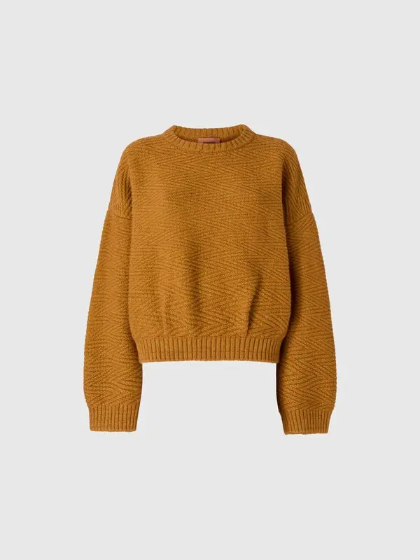 Missoni Crewneck Sweater With Zig Zag Texture - Yellow