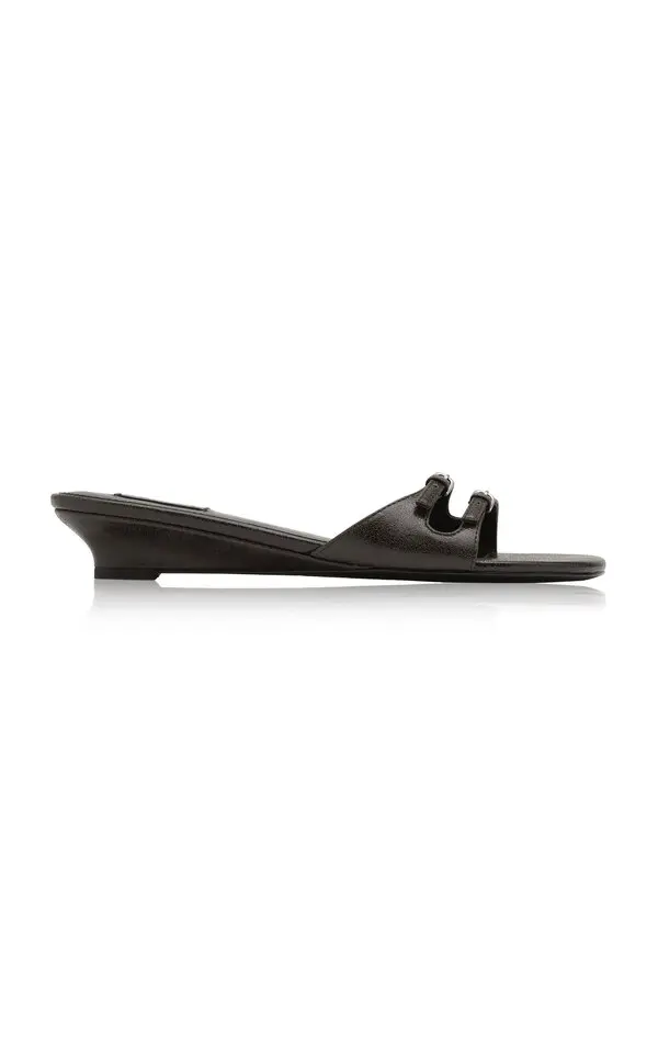ST. AGNI Duet Belt Detail Wedge - Brown