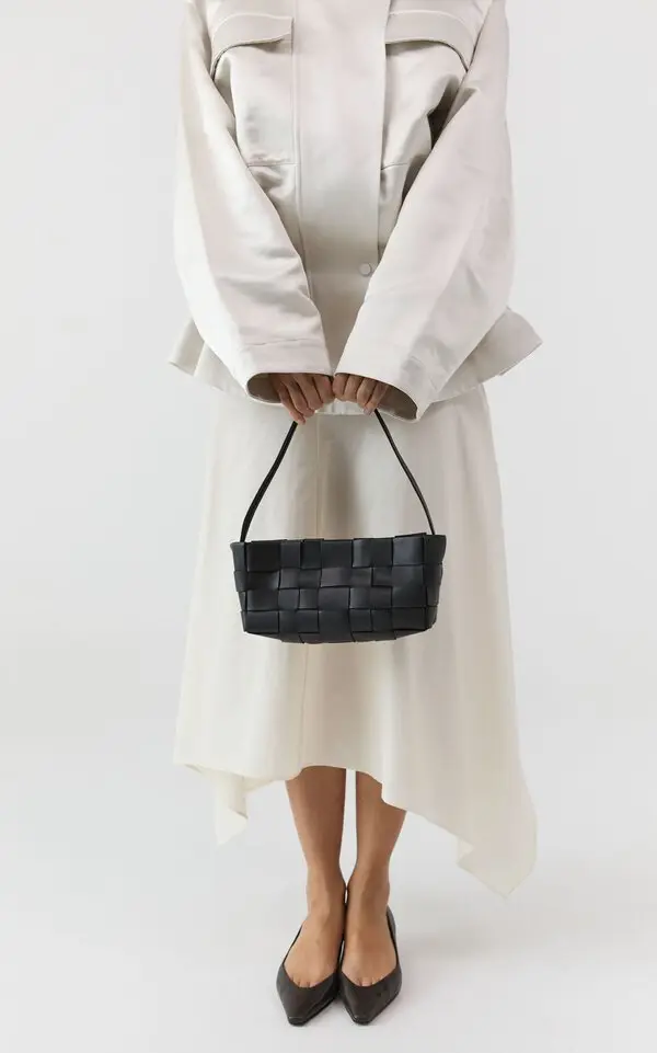 ST. AGNI Petit Woven Tote - Black
