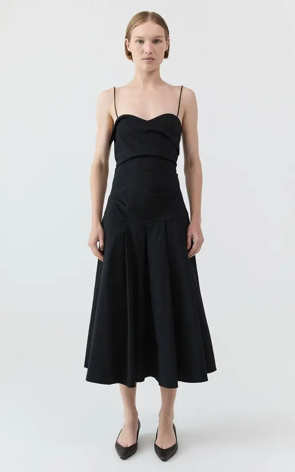 ST. AGNI Folded Cotton-blend Bodice Dress
