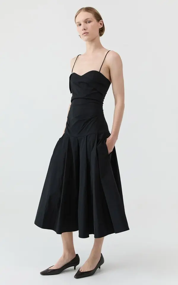 ST. AGNI Folded Cotton-blend Bodice Dress