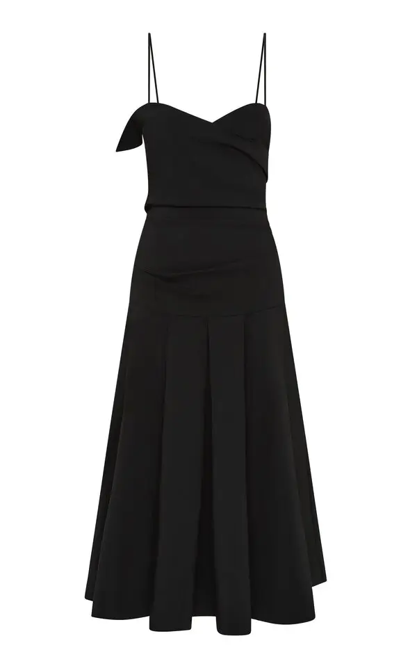 ST. AGNI Folded Cotton-blend Bodice Dress - Black