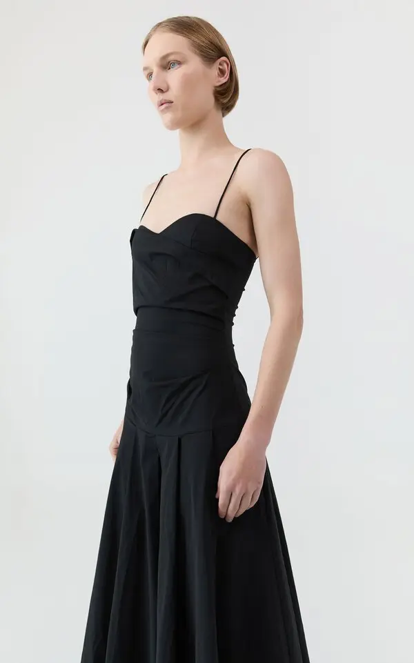 ST. AGNI Folded Cotton-blend Bodice Dress - Black