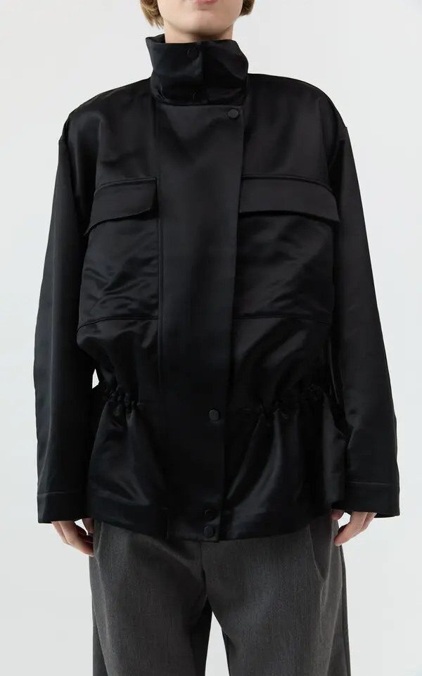 ST. AGNI Structured Satin Cotton-blend Utility Parka