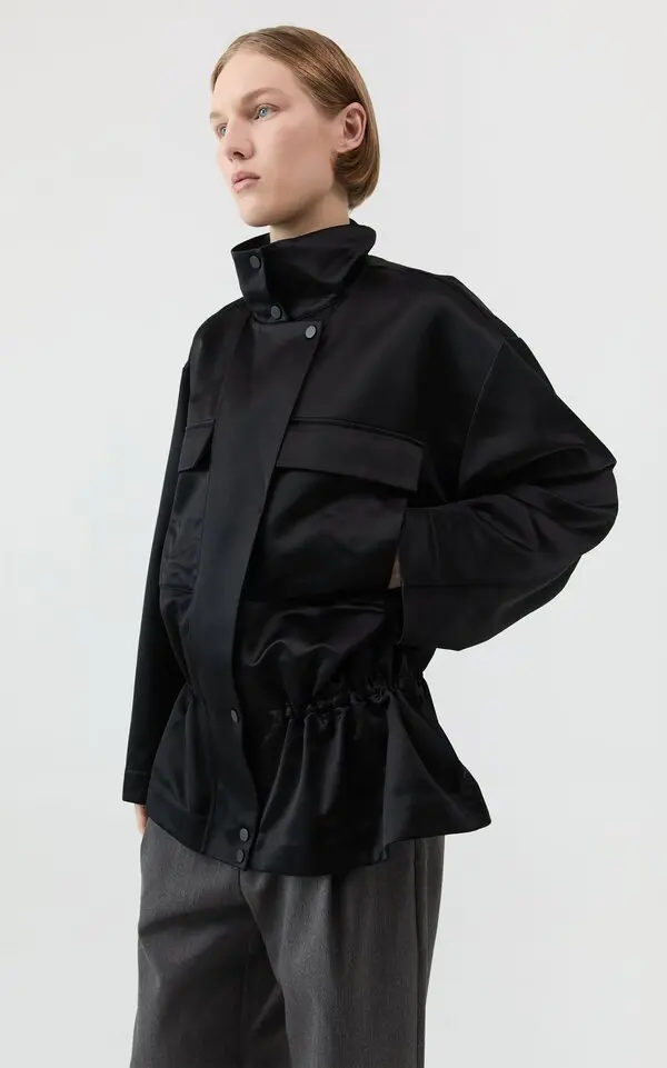 ST. AGNI Structured Satin Cotton-blend Utility Parka